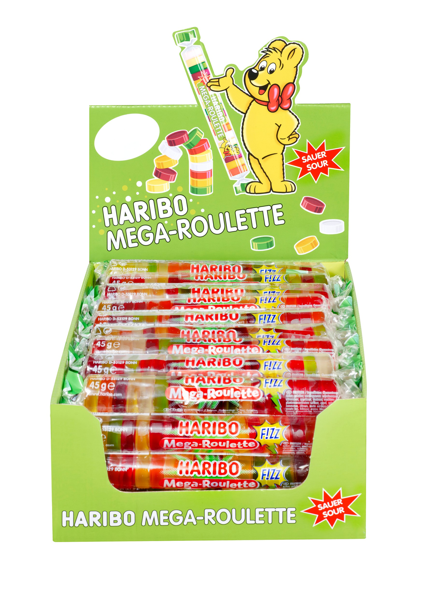 MEGA ROULETTES FIZZ 45g Disp. de 40 - ALLOBONBONS.COM