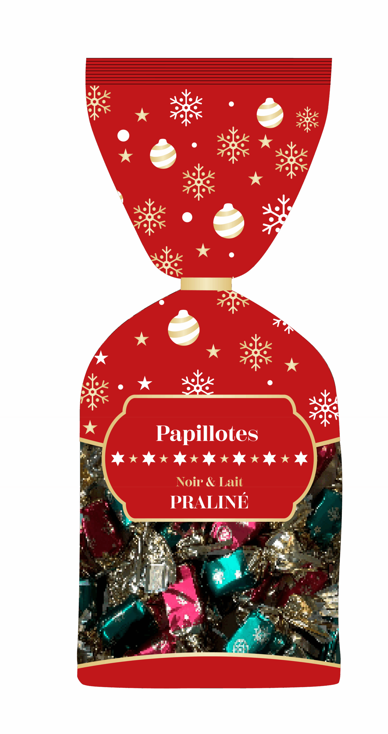 Sac de papillotes praliné noir et lait Révillon 840g - ALLOBONBONS.COM